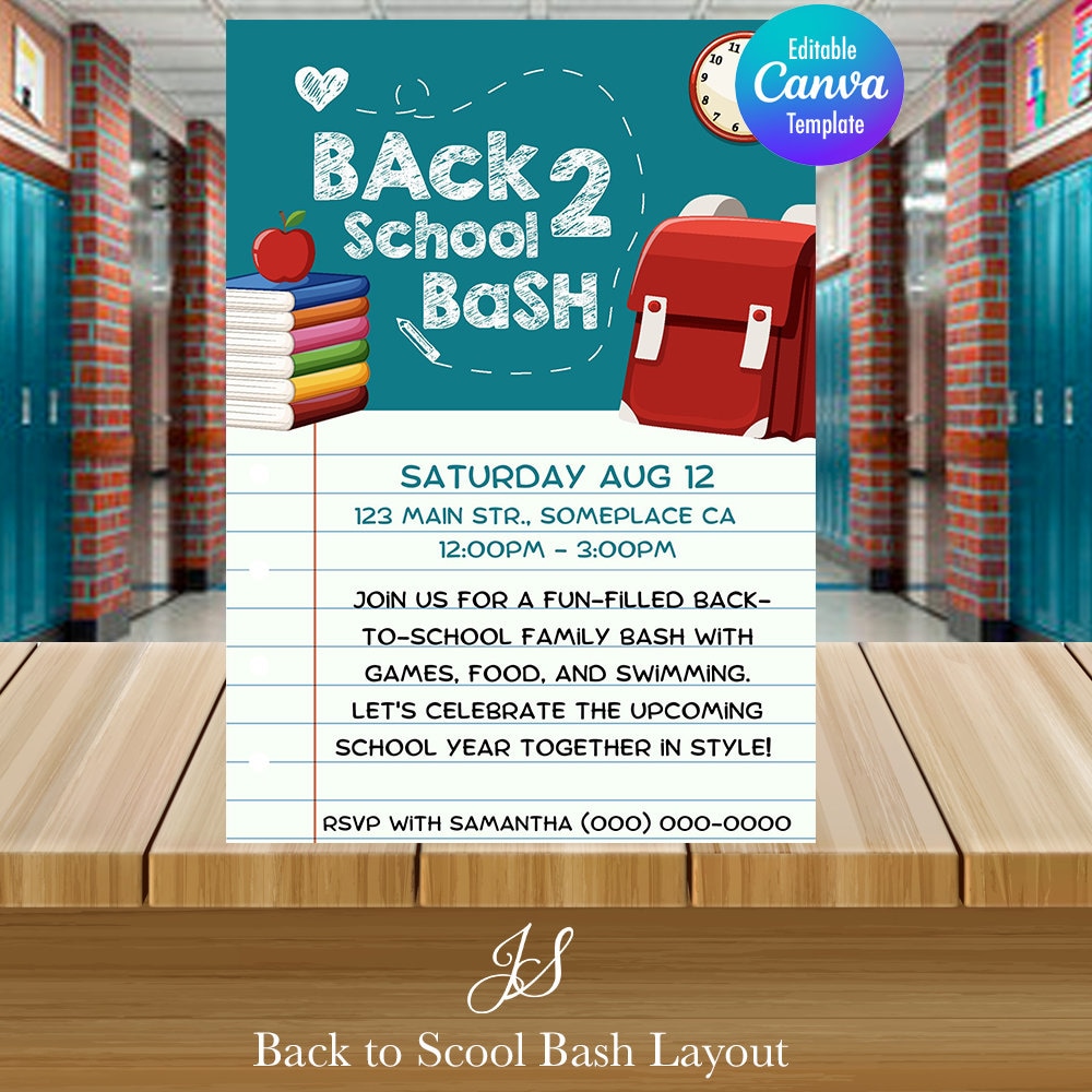 Editable Back to School Bash Party Invite. Print and Social - Etsy