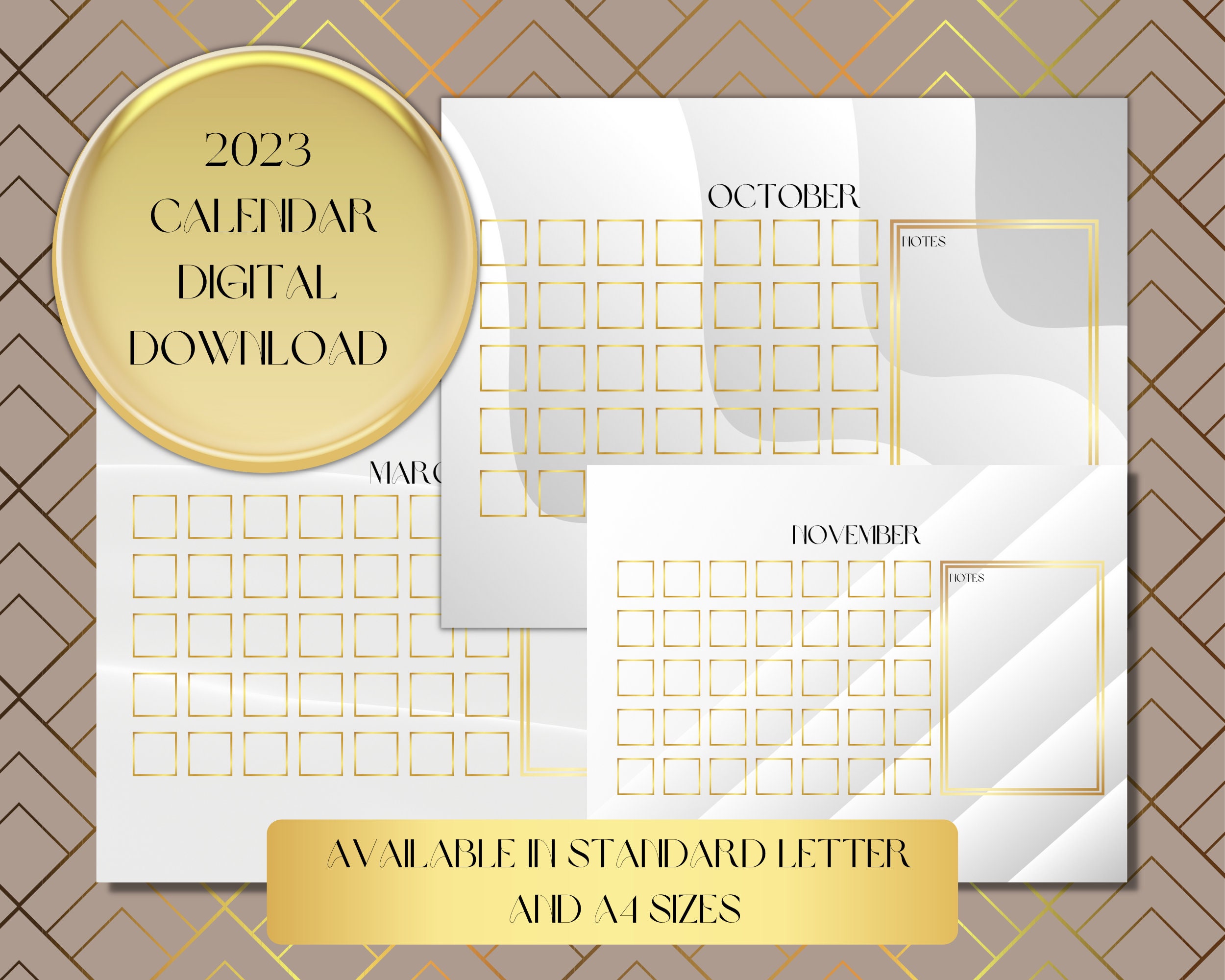 2023 Monthly Calendar / PRINTABLE/ ELEGANT/ PREMIUM / Luxury ...