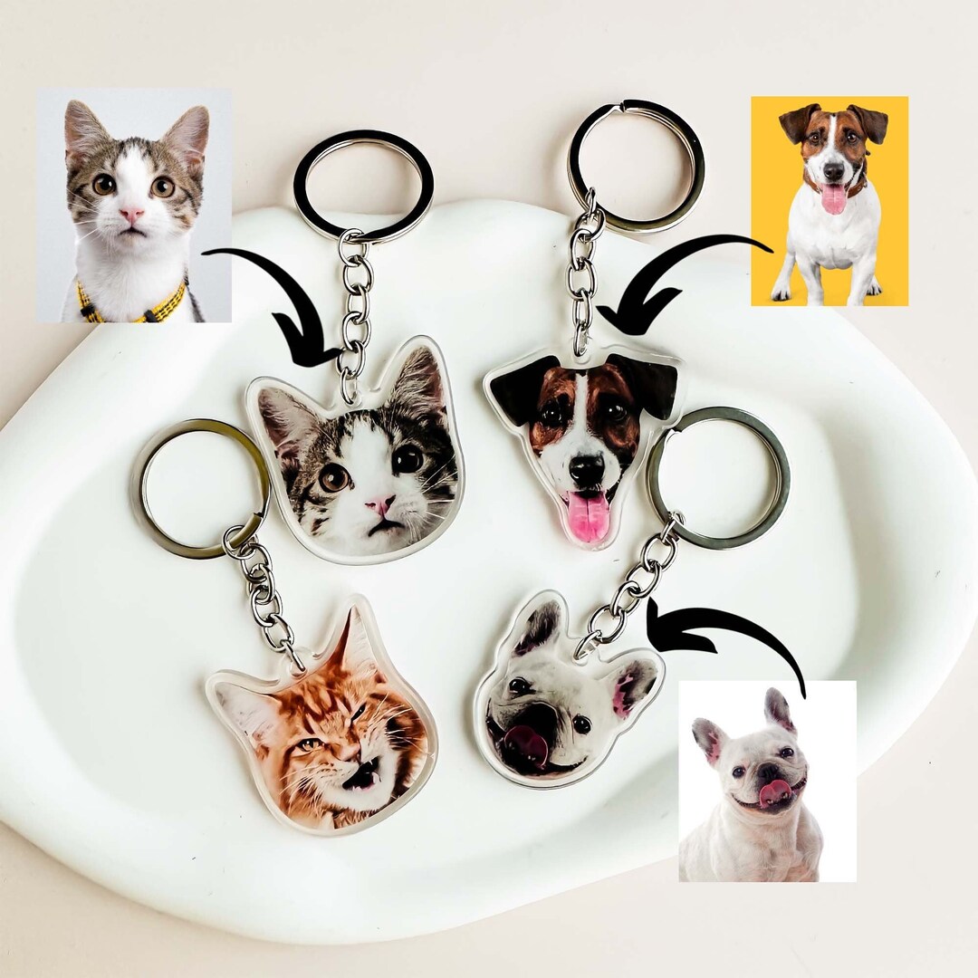 Custom Pet Animal Photo Keychain, Cute Personalized Design Keychain ...