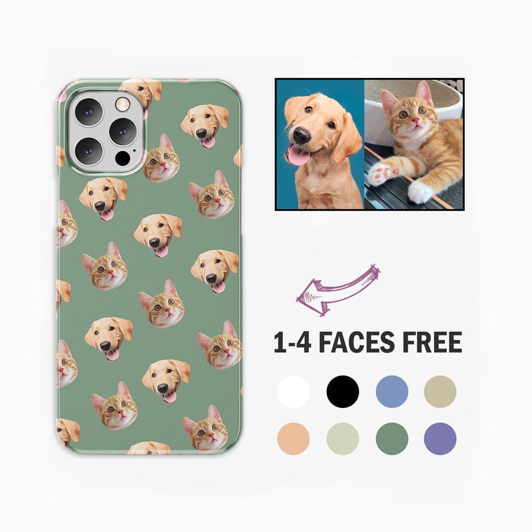 Cute Custom Pet Photo iPhone Case, Dog Cat Head Phone Case, iPhone 15 Pro Case, Personalized ...