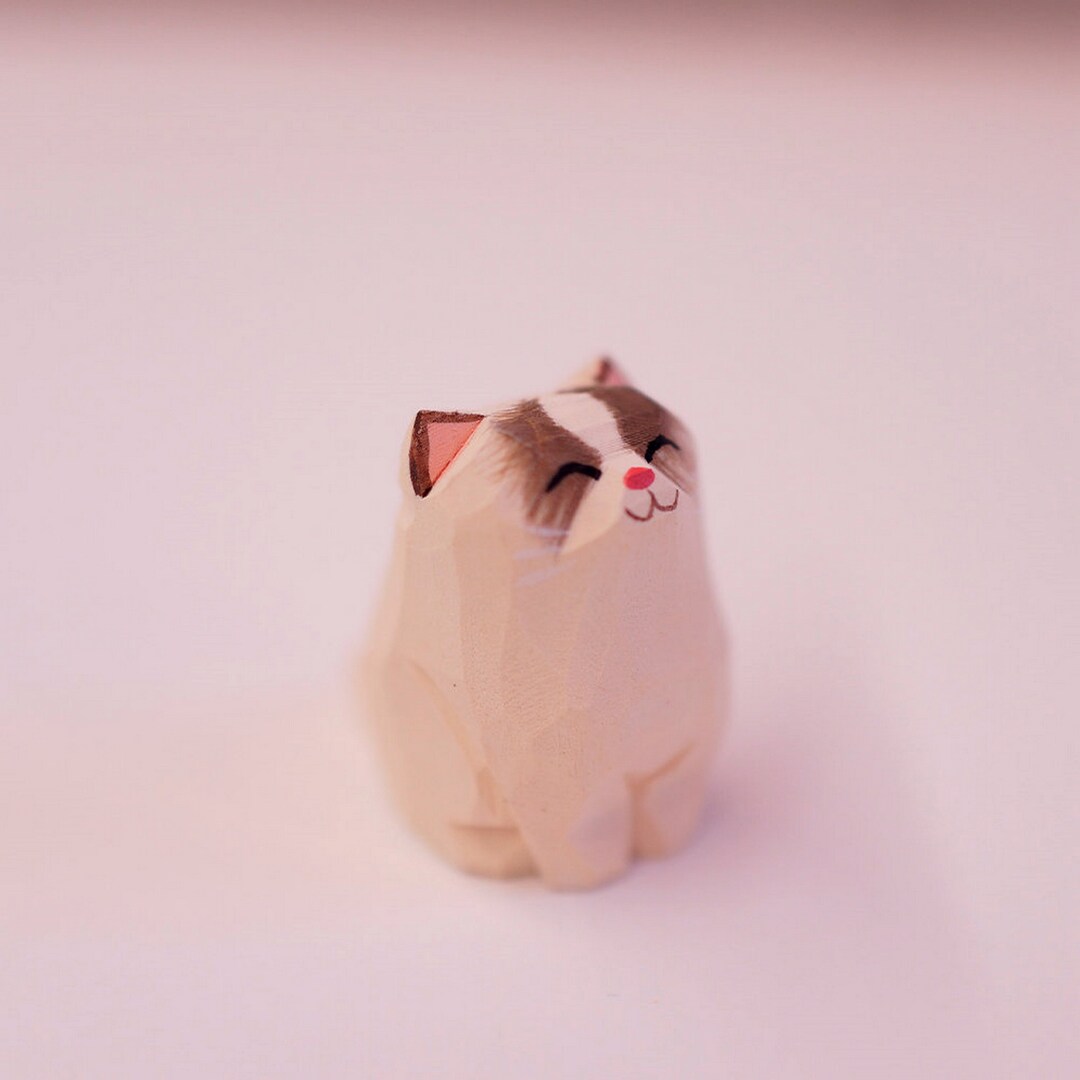 Handmade Wooden Ragdoll Cat Ornaments Cat Figurine Desk Decor - Etsy