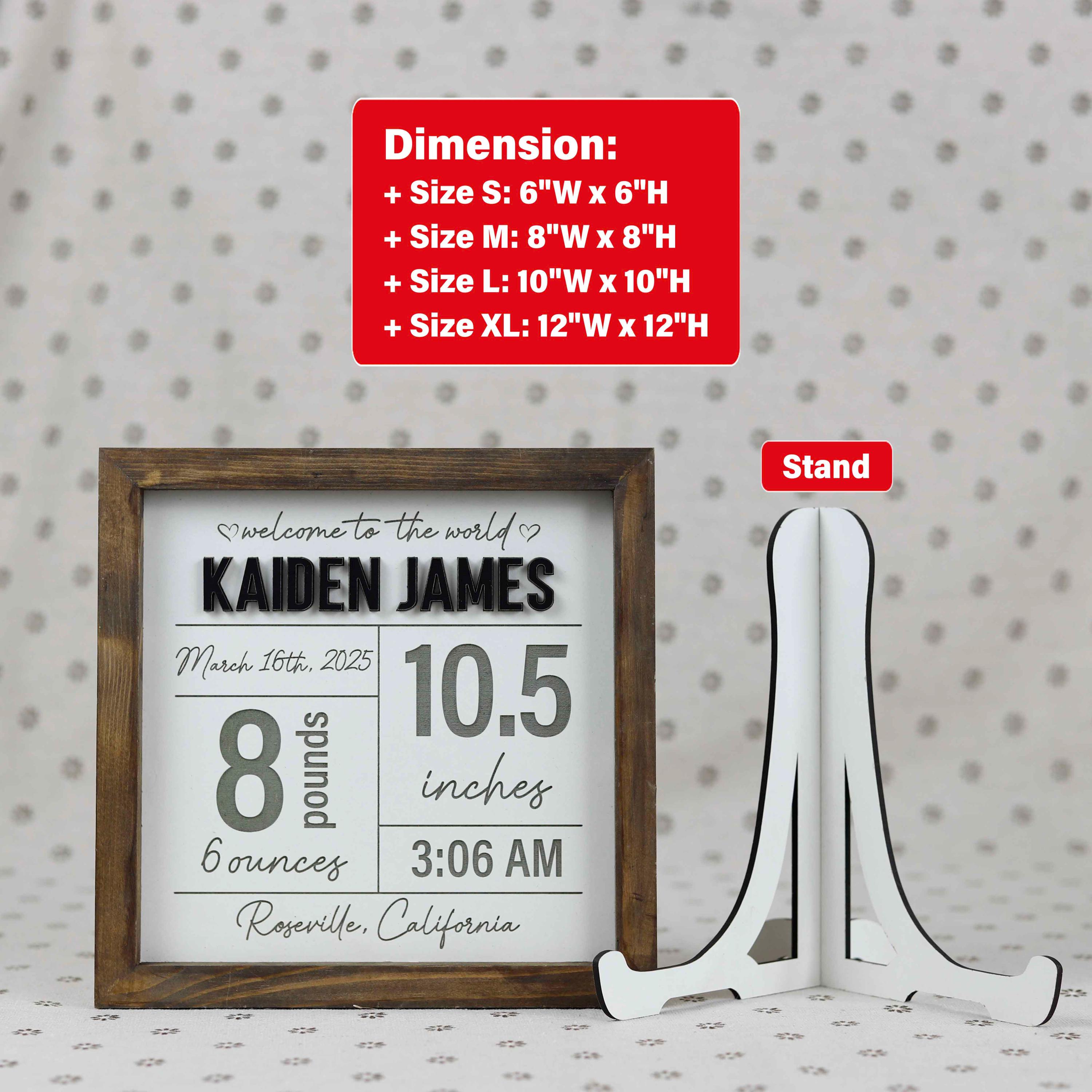 Custom Birth Statistics Wood Sign, Personalized Nursery Baby Name Sign ...
