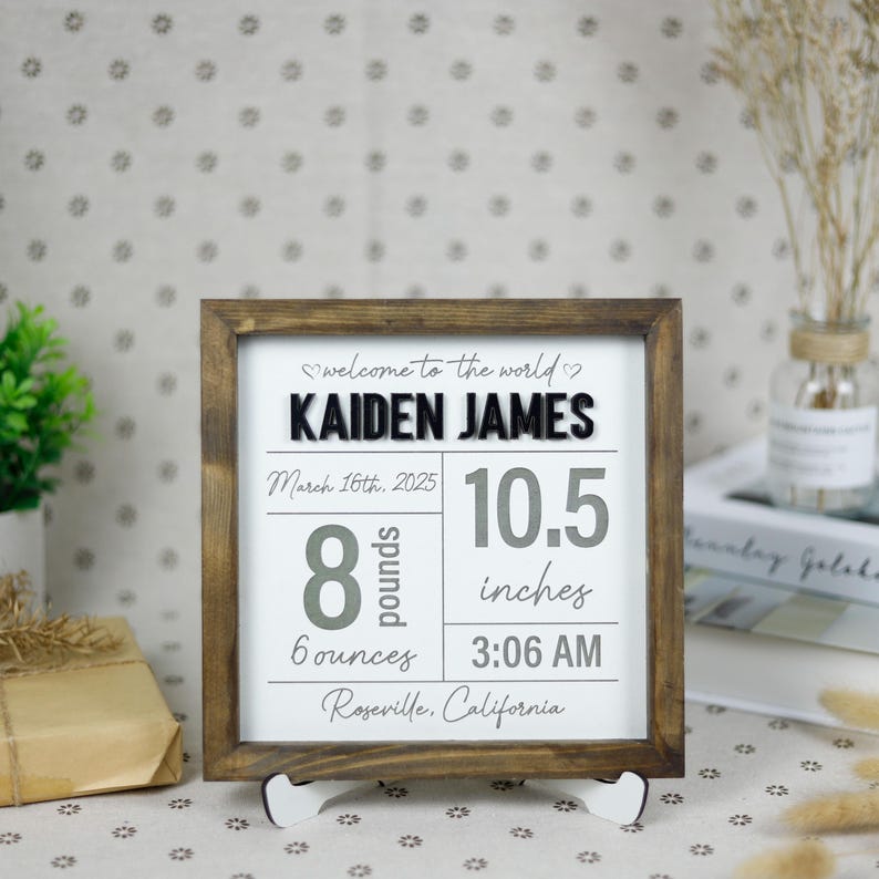 Custom Birth Statistics Wood Sign, Personalized Nursery Baby Name Sign ...