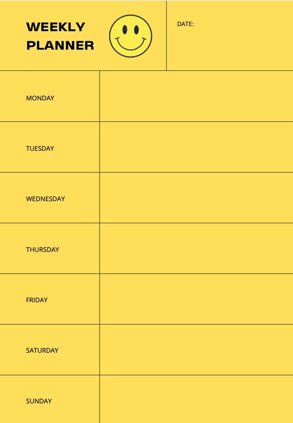 Smiley Weekly Planner - Etsy