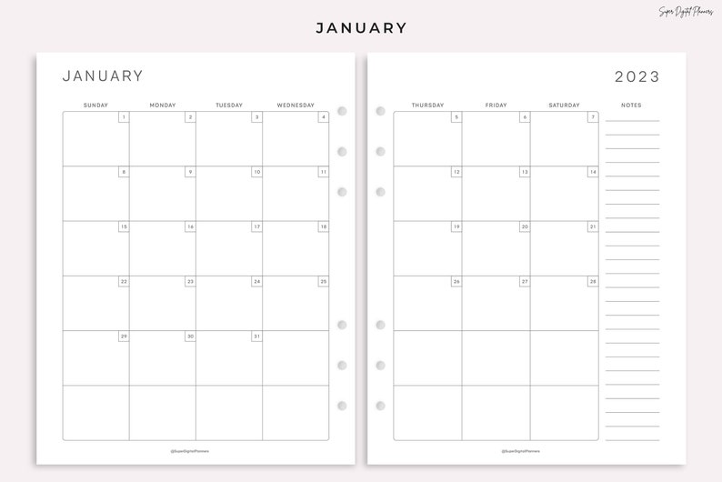 NEW 2023 Monthly Planner Printable Two 2 Page Planner Etsy new-2023-monthly-planner-printable-two-2-page-planner-etsy