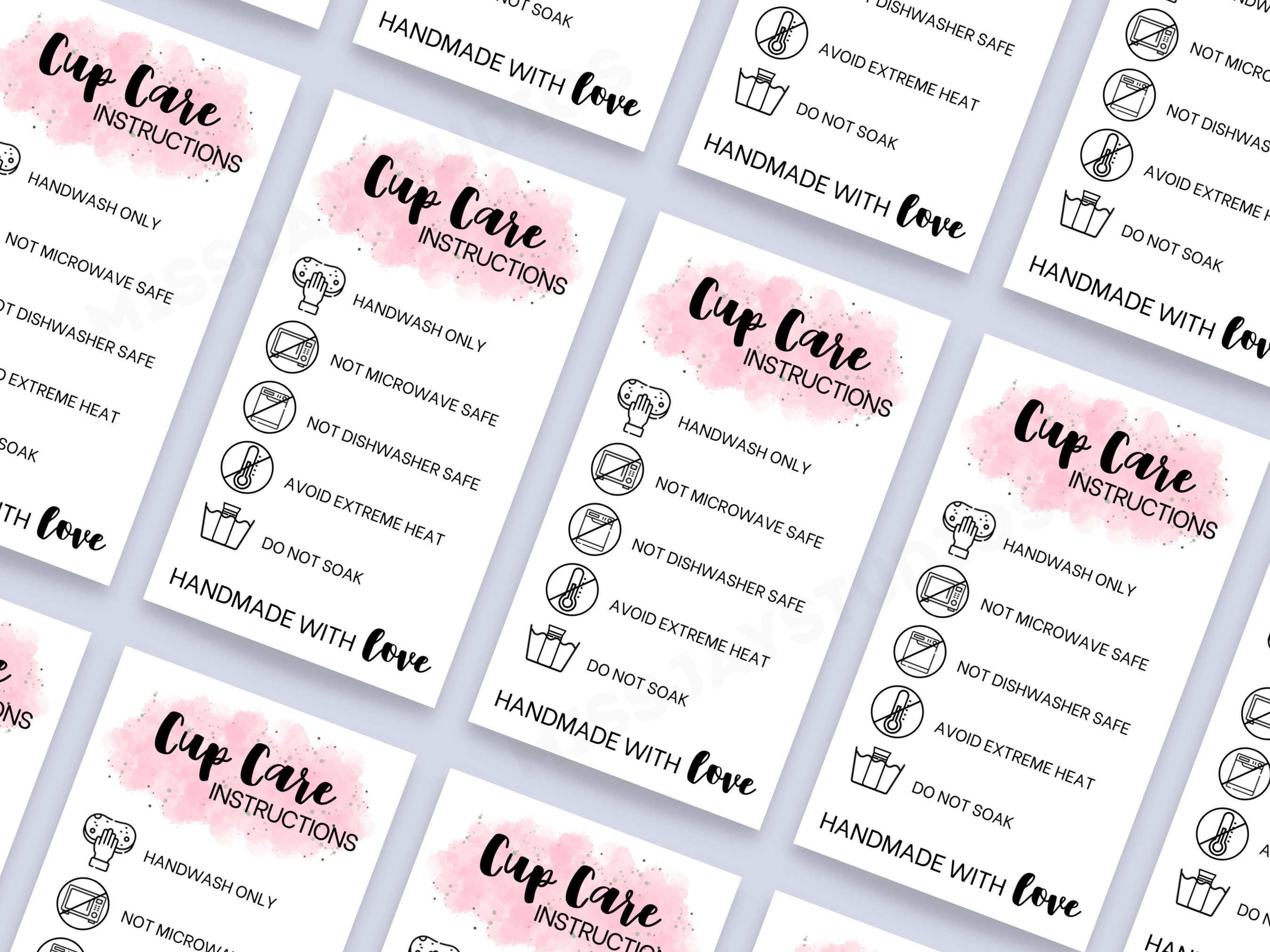 READY TO PRINT Cup Care Washing Instructions, Vinyl Mug Cup Care ...
