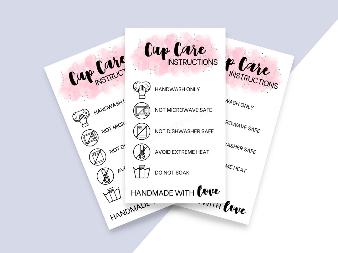 READY TO PRINT Cup Care Washing Instructions, Vinyl Mug Cup Care ...
