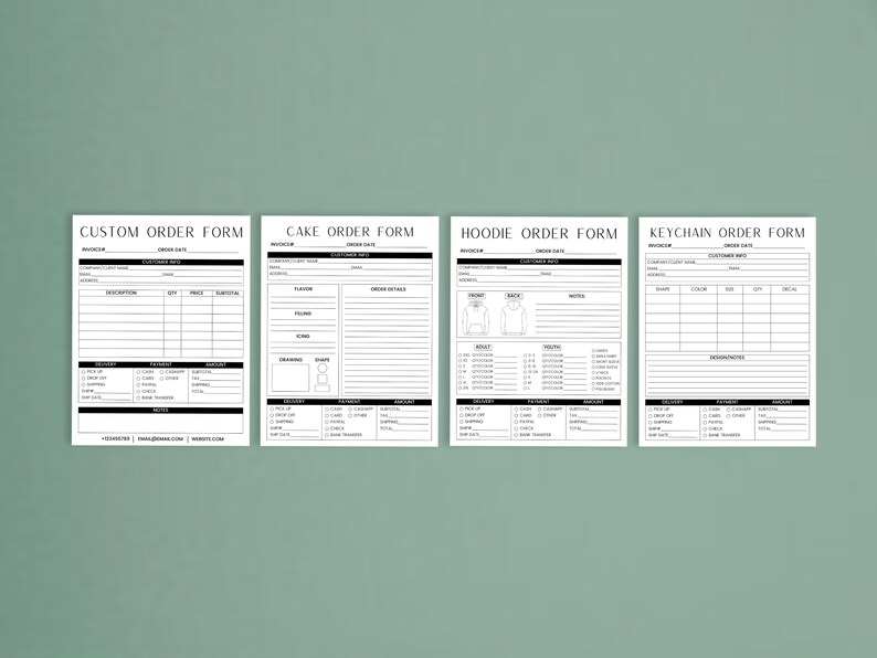 Order Form Bundle, Editable Order Form, Invoice Template, Printable ...