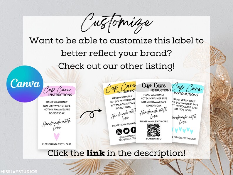 Cup Care Card, Tumbler Care Instructions, Washing Instructions, Vinyl ...