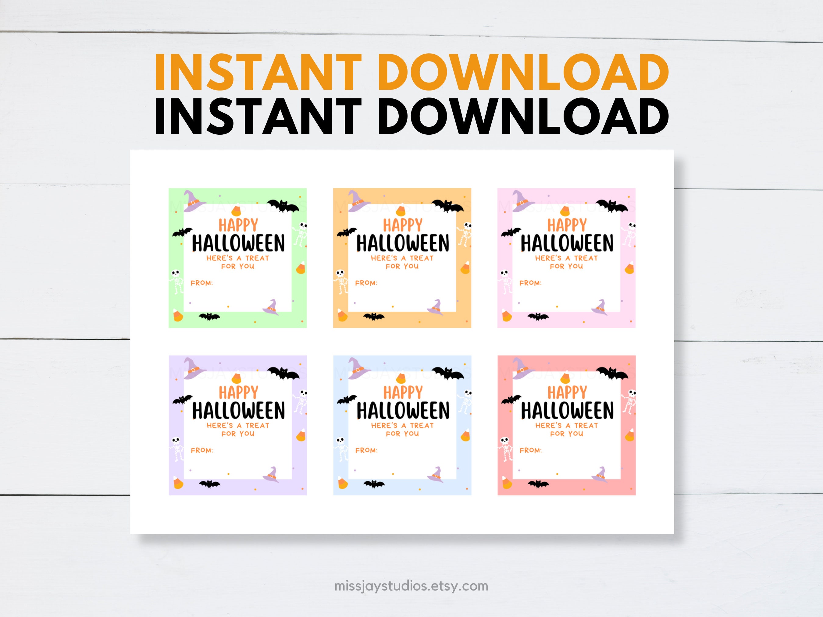 Halloween Treat Gift Tag Instant Download Happy Halloween Trick or ...