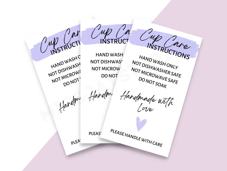 Cup Care Instruction Card, Printable Tumbler Care Inserts, Vinyl Cup ...