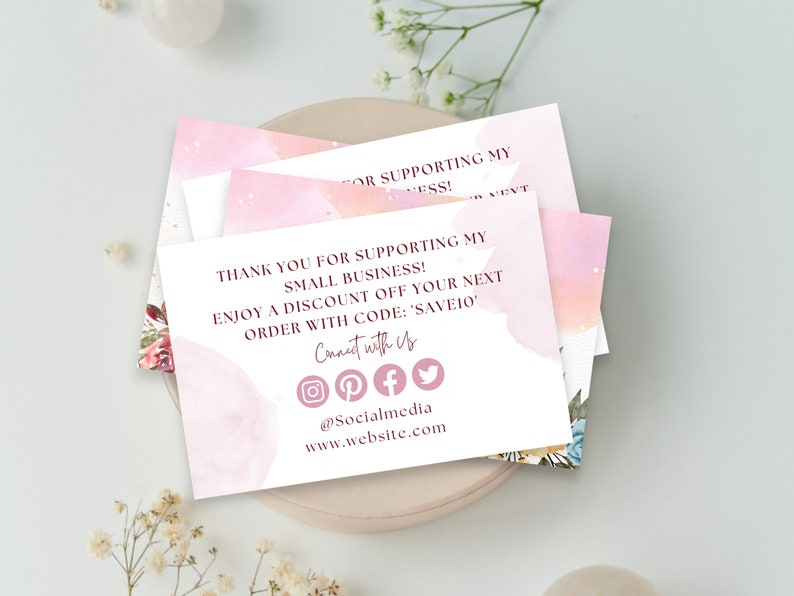 Editable Business Thank You Note Template, Customer Printable Card ...