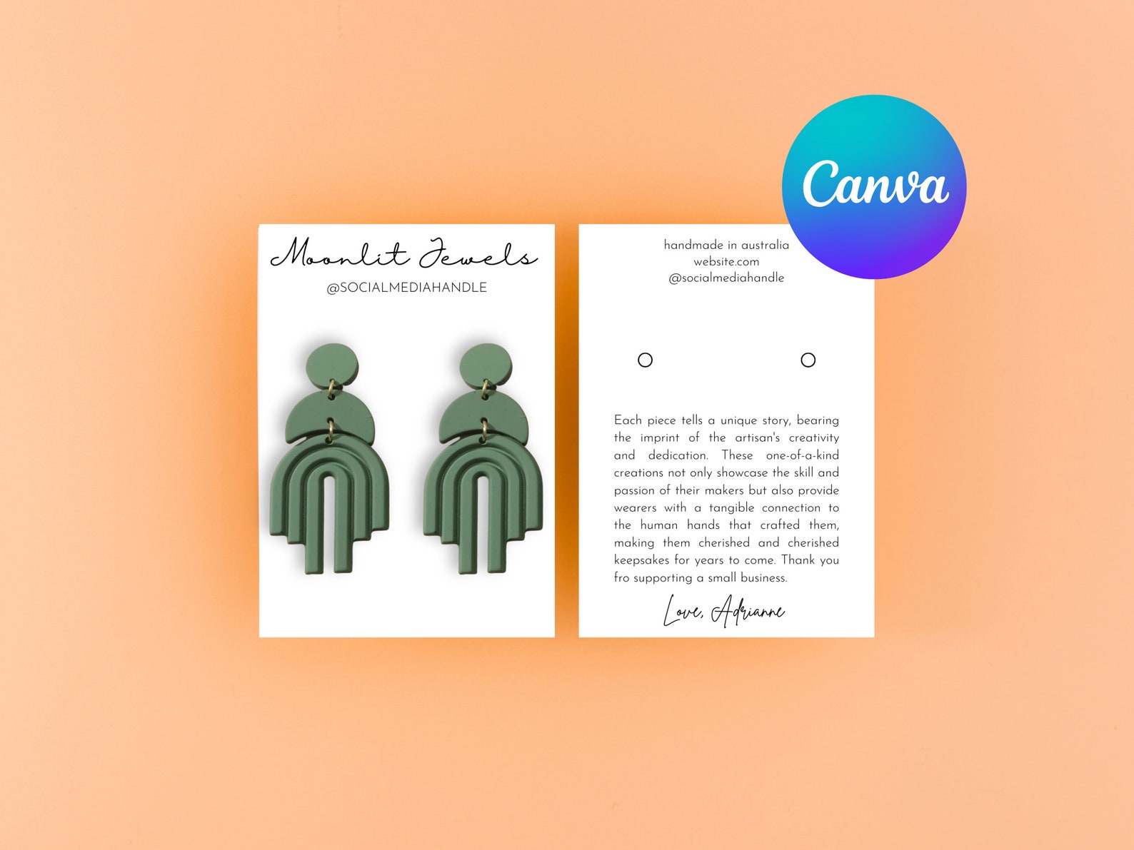 Editable Jewelry Display Card, Template Earring Display Card Printable ...