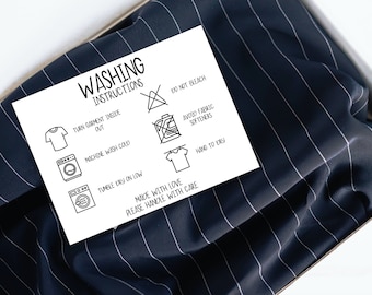 Washing Instruction Card, Ready to Print, Shirt Care Card, Apparel Care ...