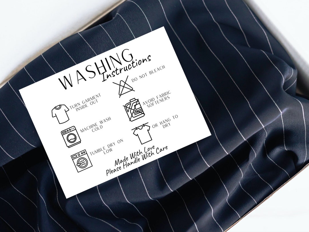Washing Instruction Card Ready to Print Shirt Care Card - Etsy