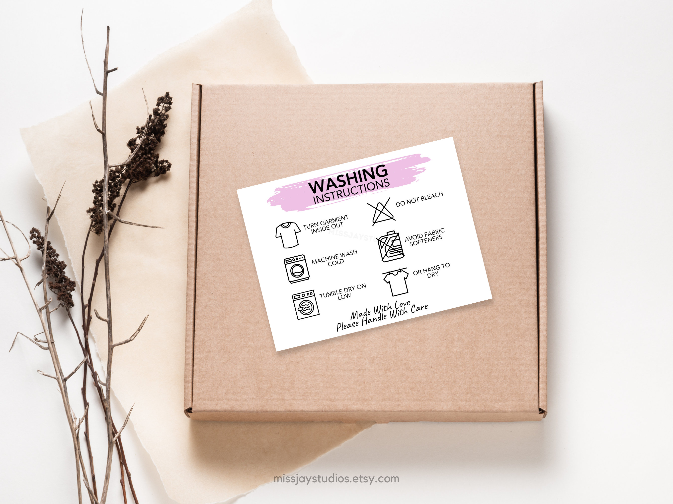 READY TO PRINT Clothing Washing Instructions, Shirt Care Card, Apparel ...