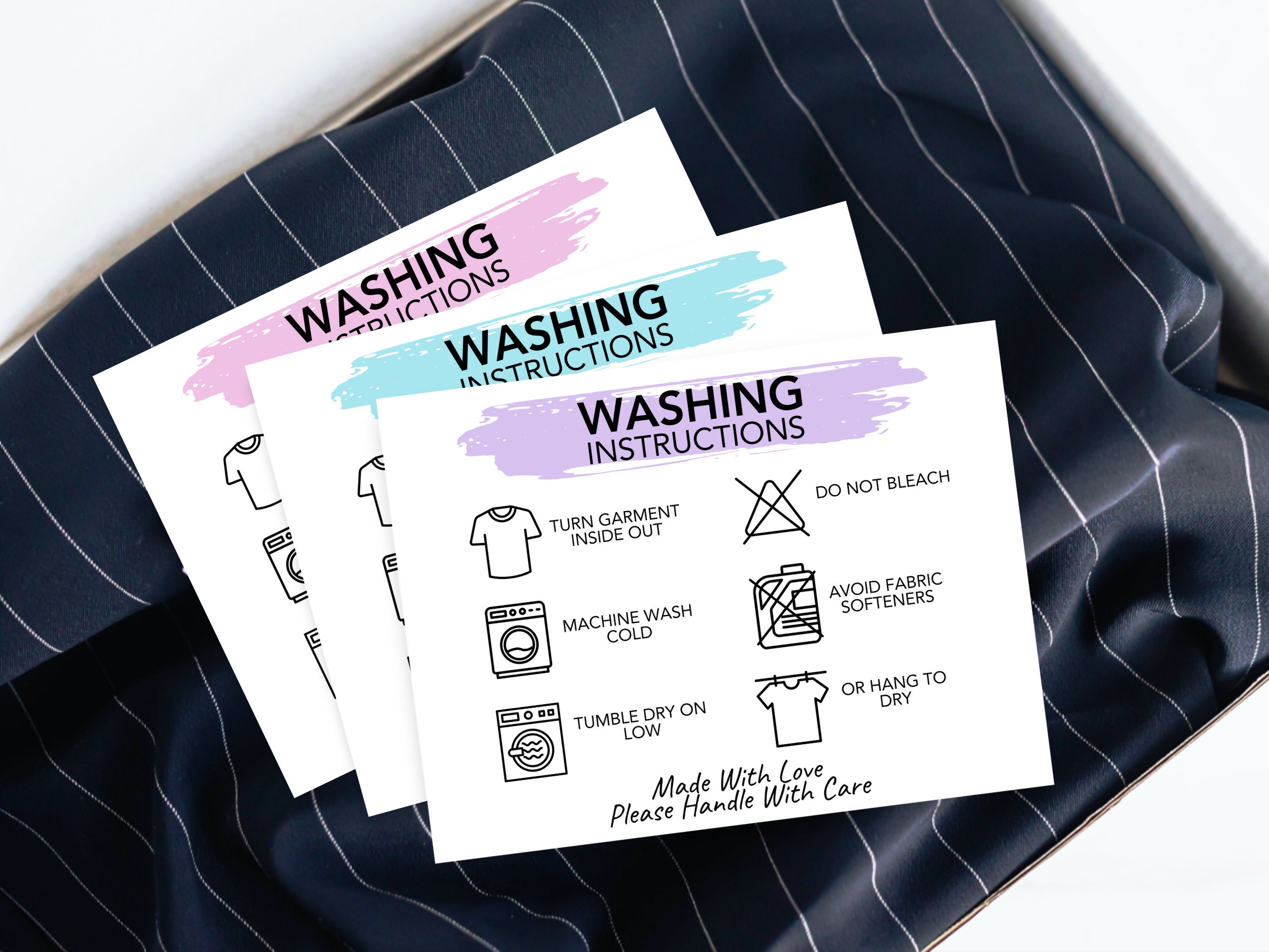READY TO PRINT Clothing Washing Instructions, Shirt Care Card, Apparel ...