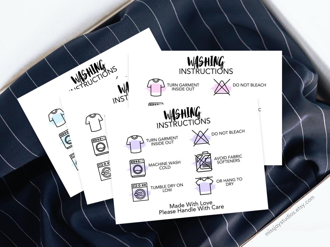 Clothing Washing Instructions, Shirt Care Card, Apparel Care ...
