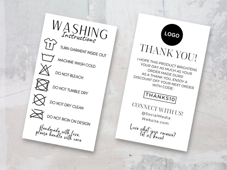 Editable Washing Instruction Template, Tshirt Packaging Insert ...