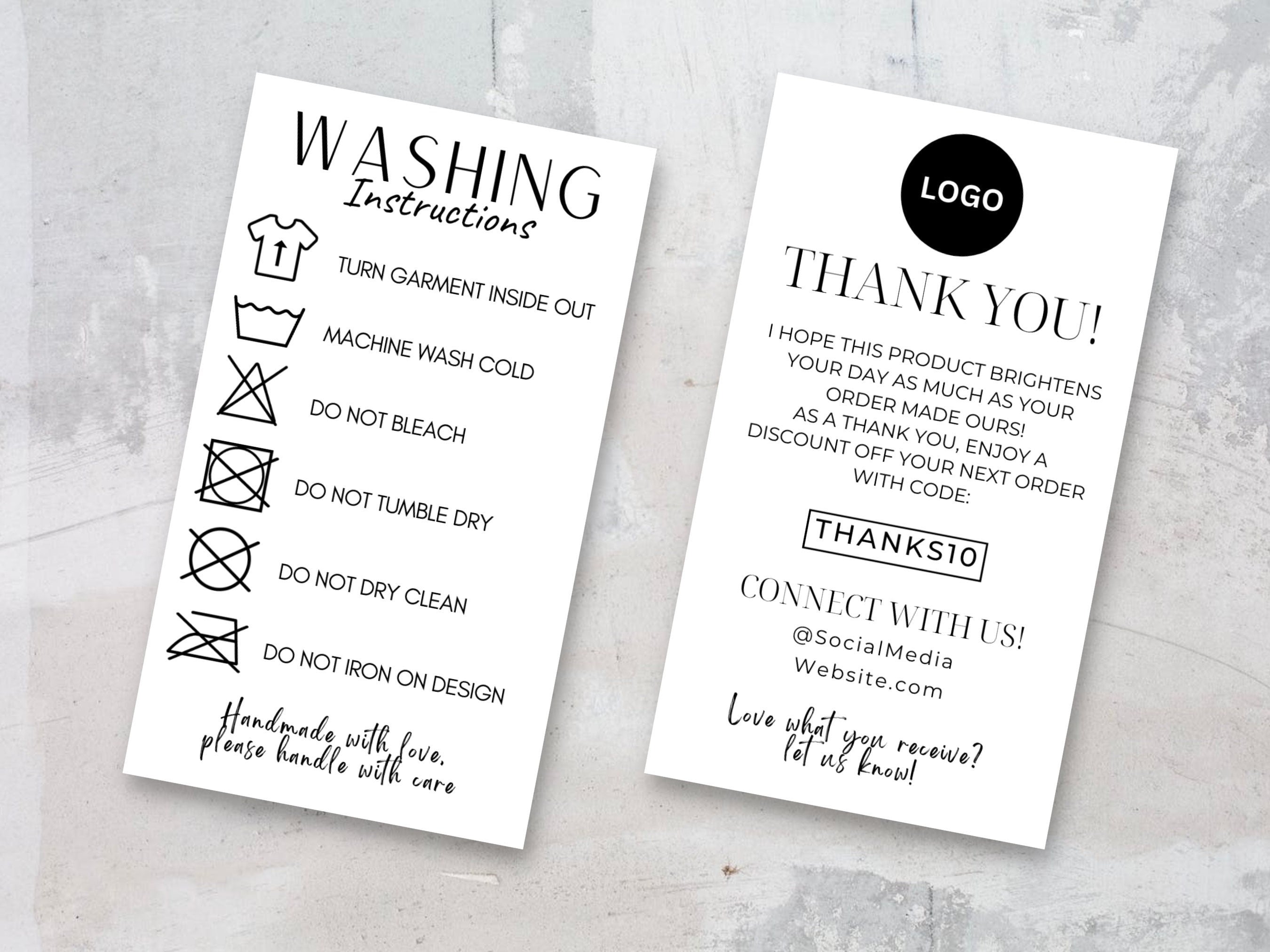 Editable Washing Instruction Template, Tshirt Packaging Insert ...