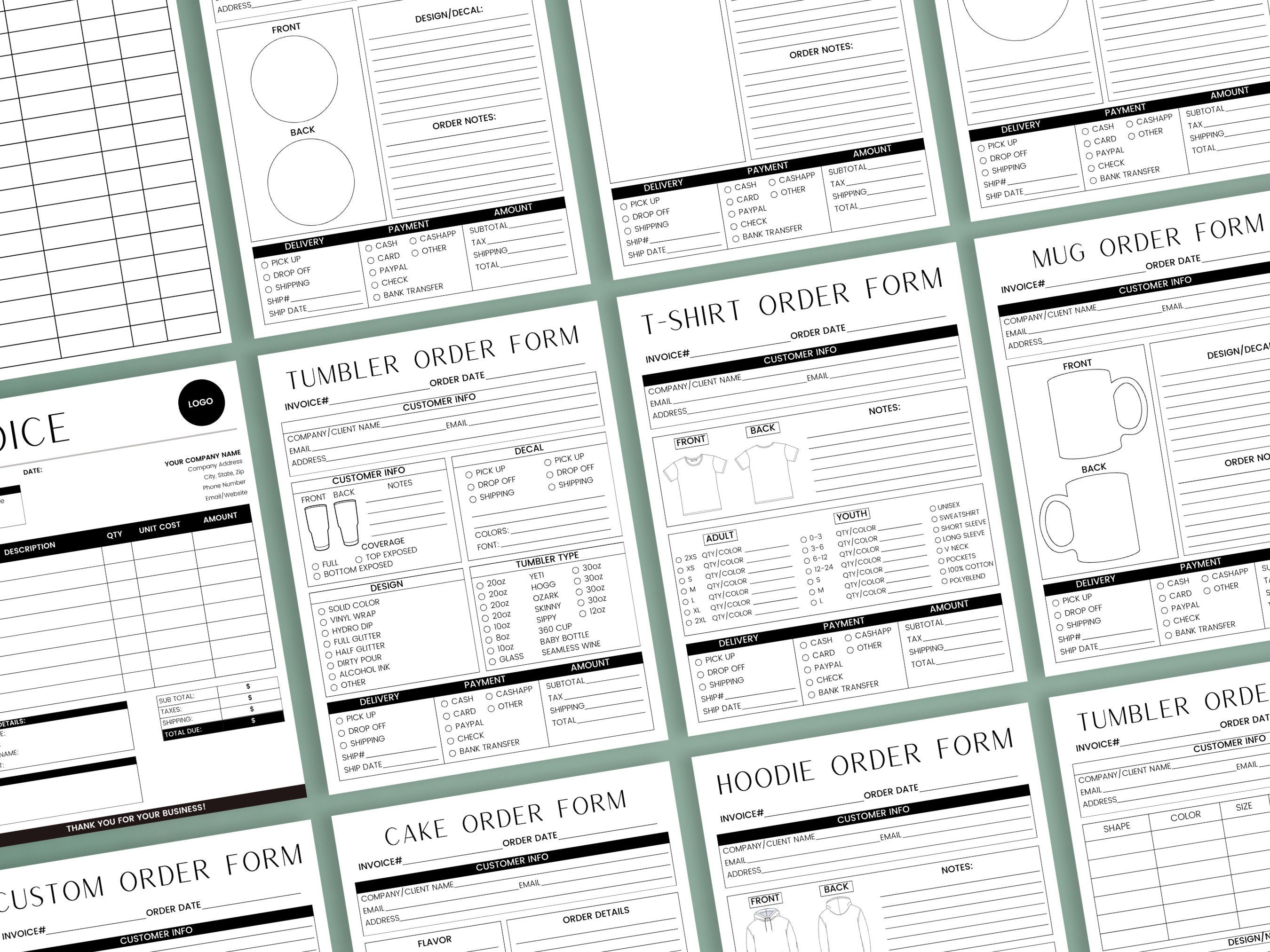Order Form Bundle, Editable Order Form, Invoice Template, Printable ...