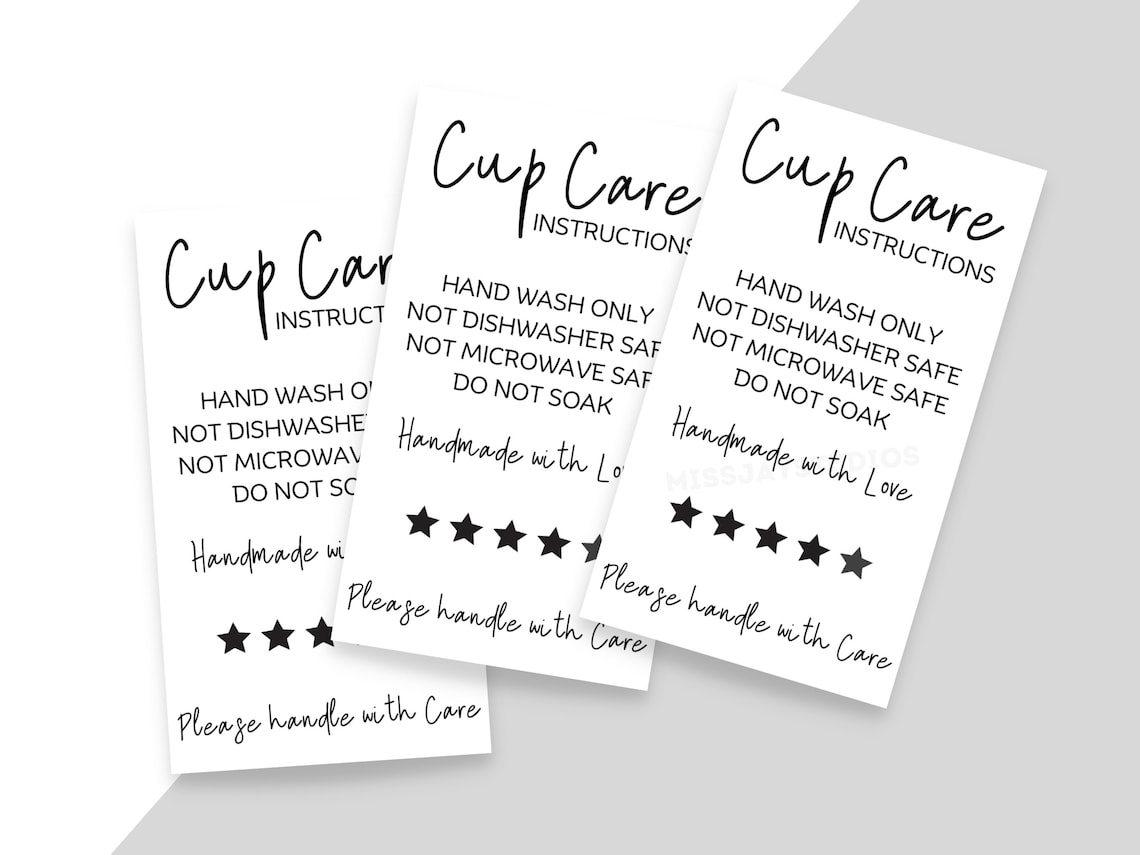 READY TO PRINT Cup Care Instructions Card, Handmade Cup Inserts ...