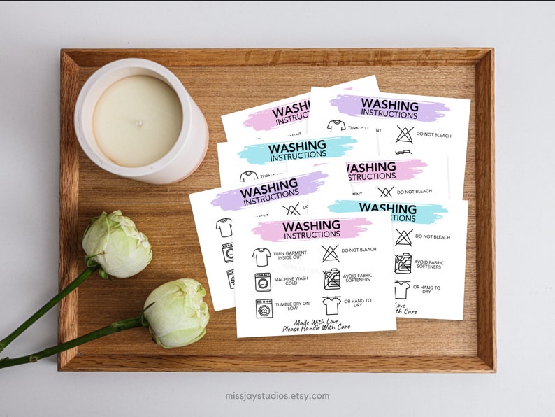 READY TO PRINT Clothing Washing Instructions, Shirt Care Card, Apparel ...