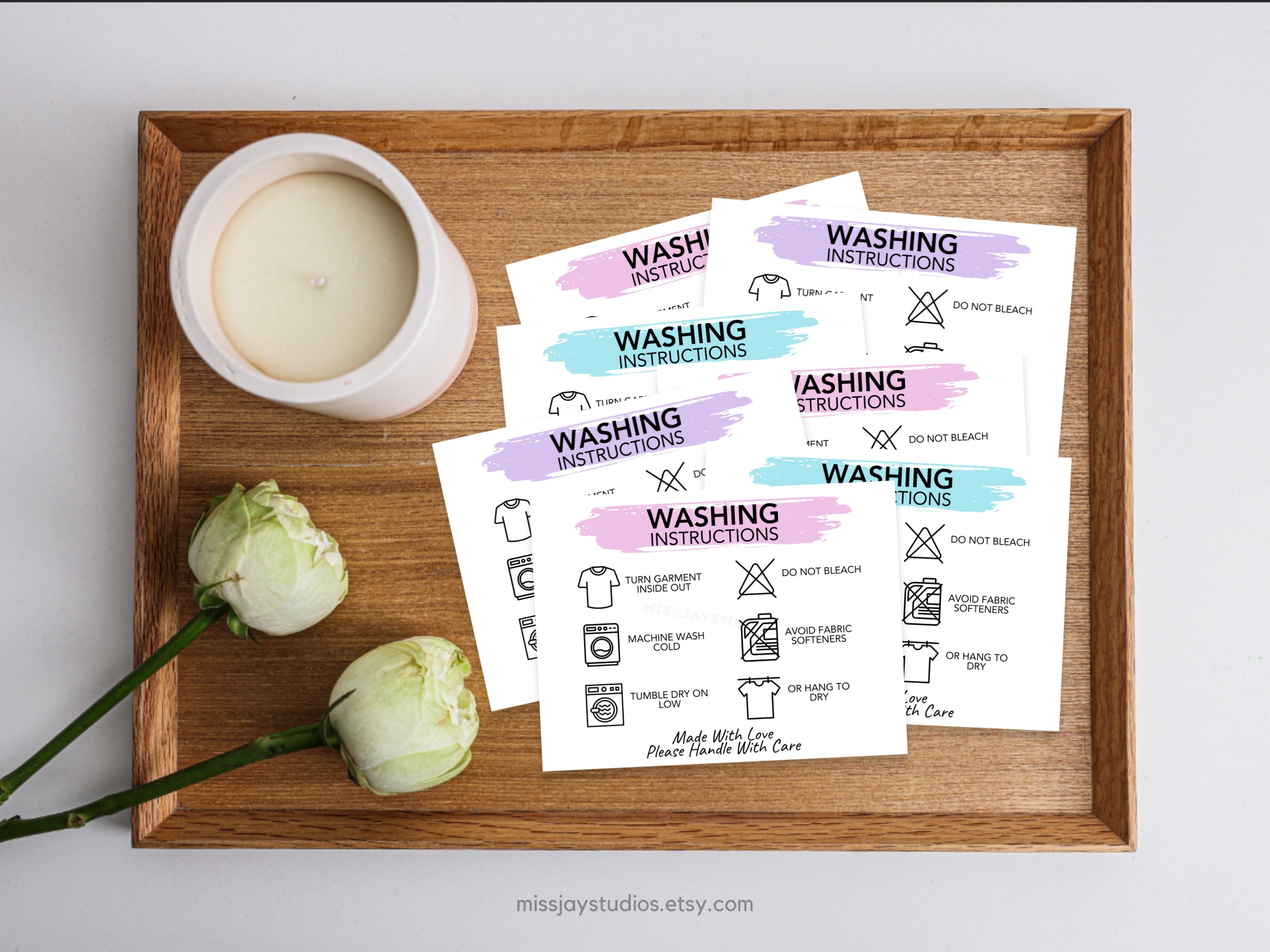READY TO PRINT Clothing Washing Instructions, Shirt Care Card, Apparel ...