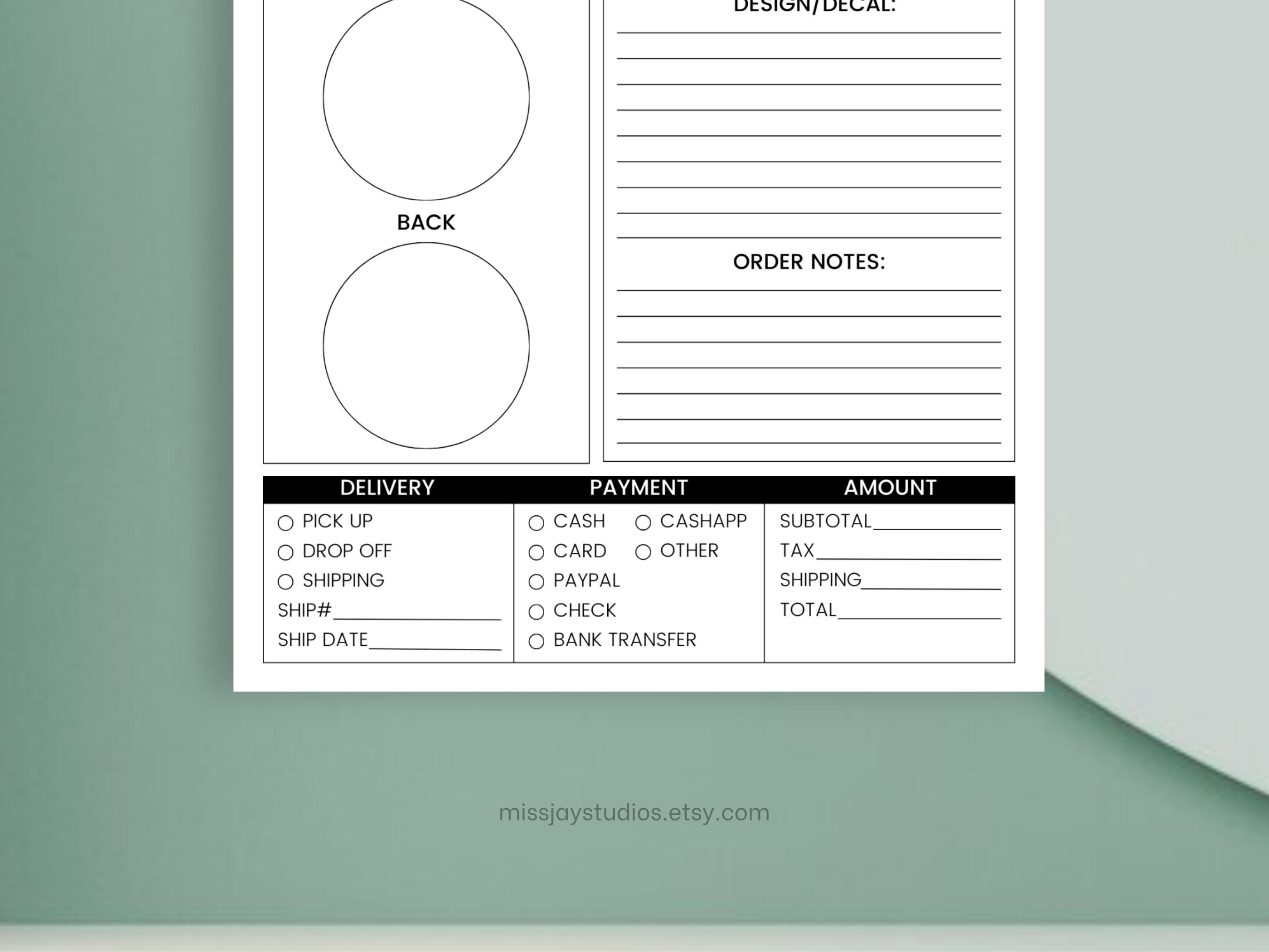 Ornament Order Form Editable Canva Template Small Business Invoice