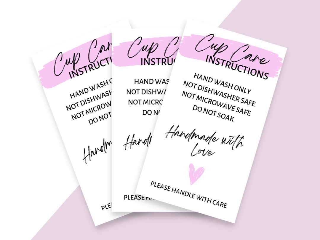 Cup Care Card, Tumbler Care Instructions, Washing Instructions, Vinyl ...