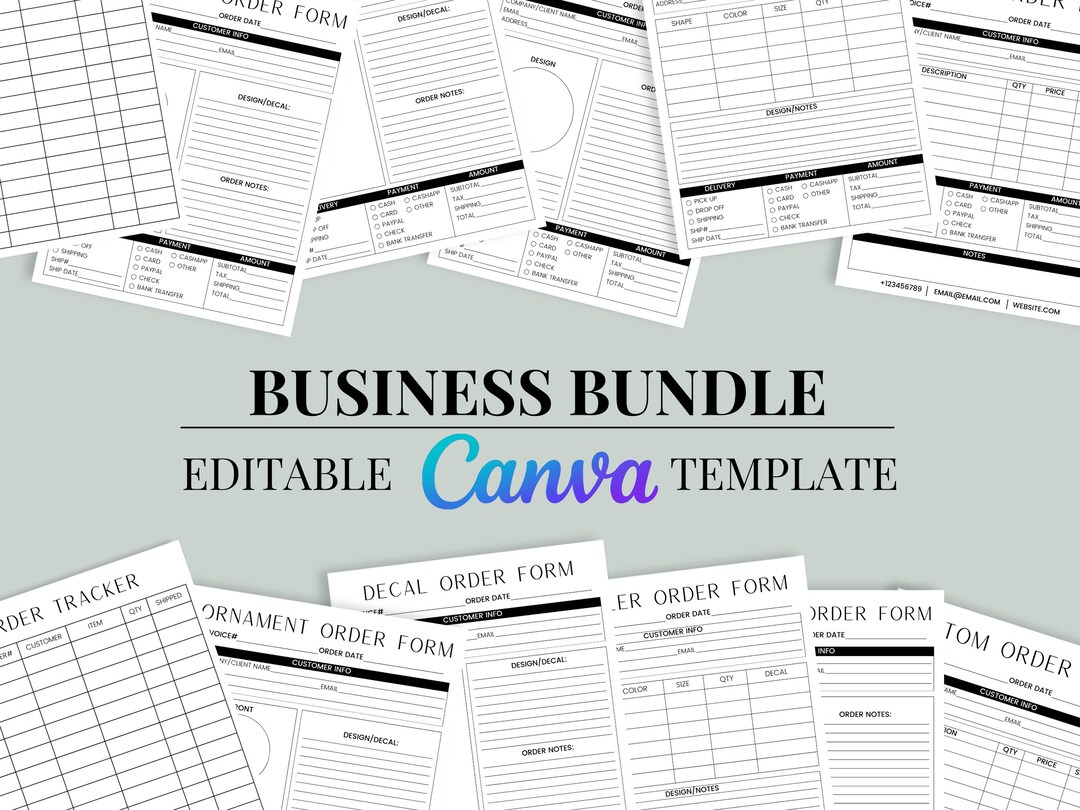 Order Form Bundle, Editable Order Form, Invoice Template, Printable ...