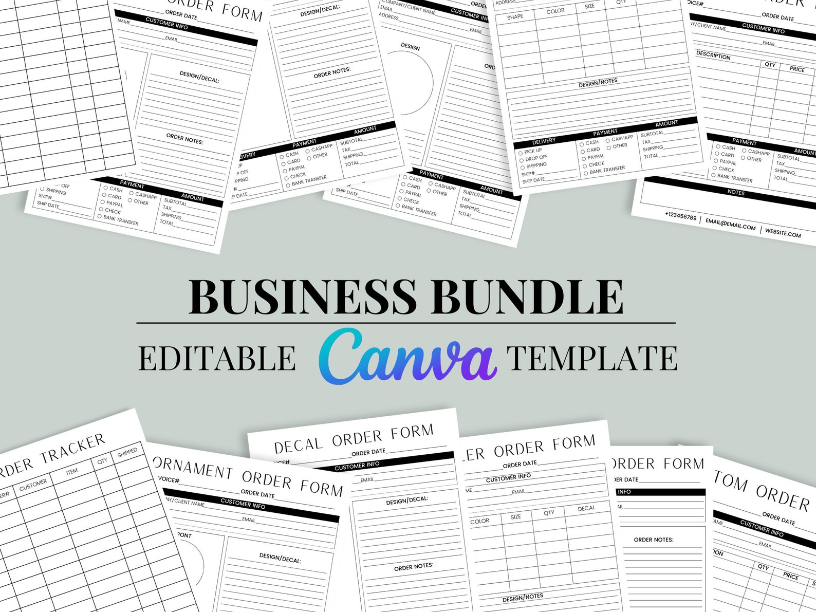 Order Form Bundle, Editable Order Form, Invoice Template, Printable ...