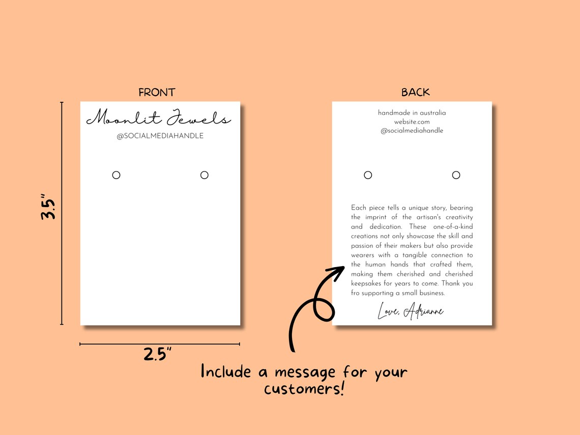 Editable Jewelry Display Card, Template Earring Display Card Printable ...