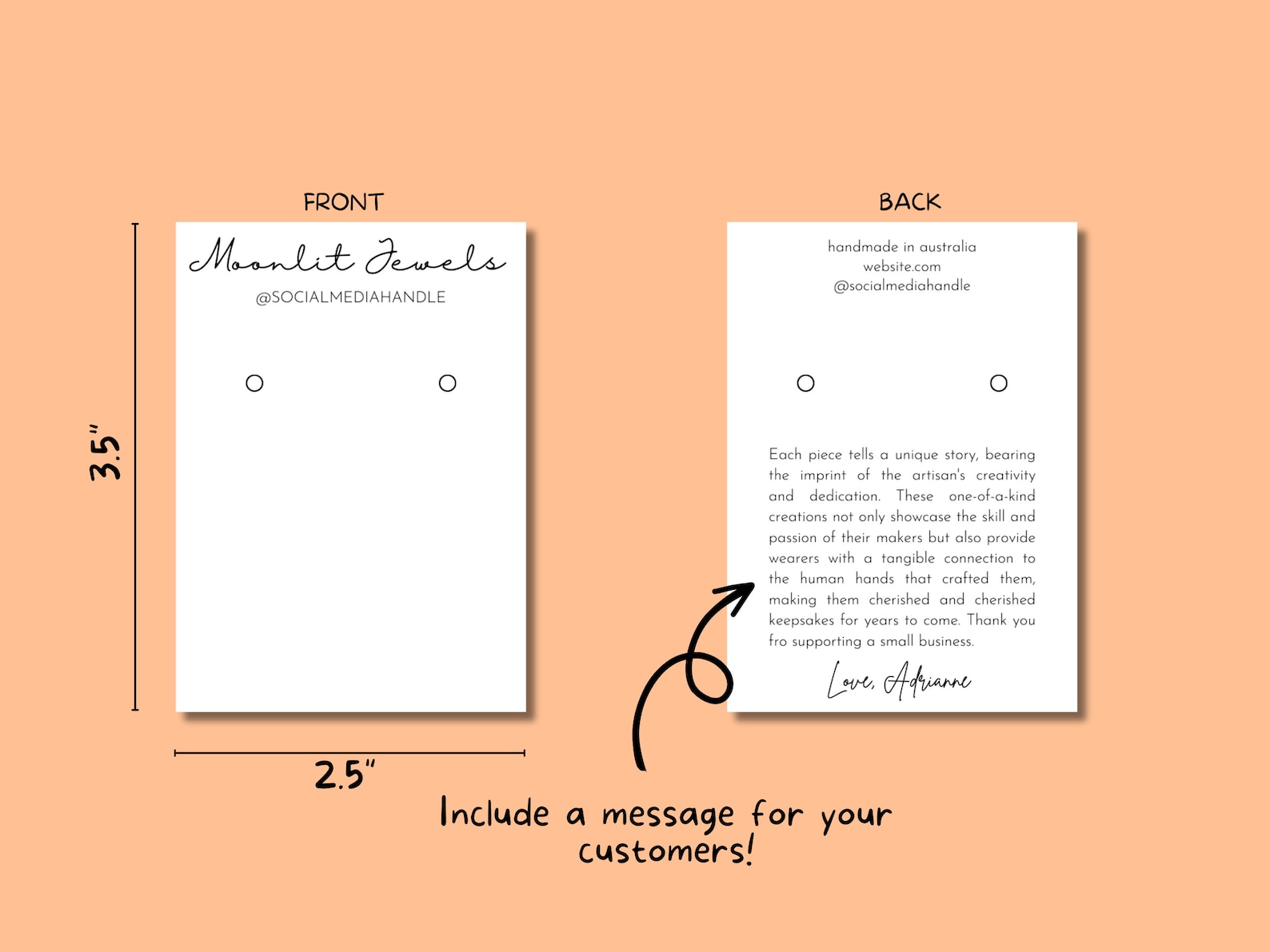 Editable Jewelry Display Card, Template Earring Display Card Printable ...