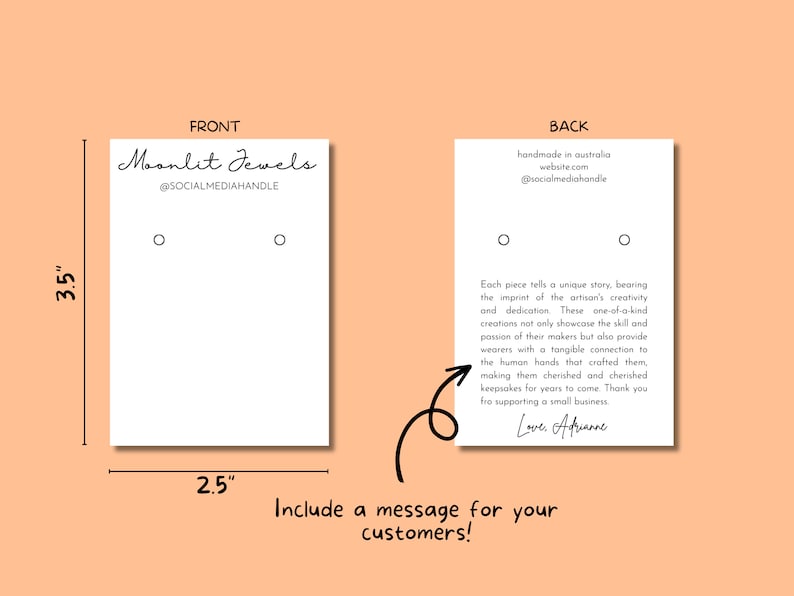 Editable Jewelry Display Card, Template Earring Display Card Printable ...