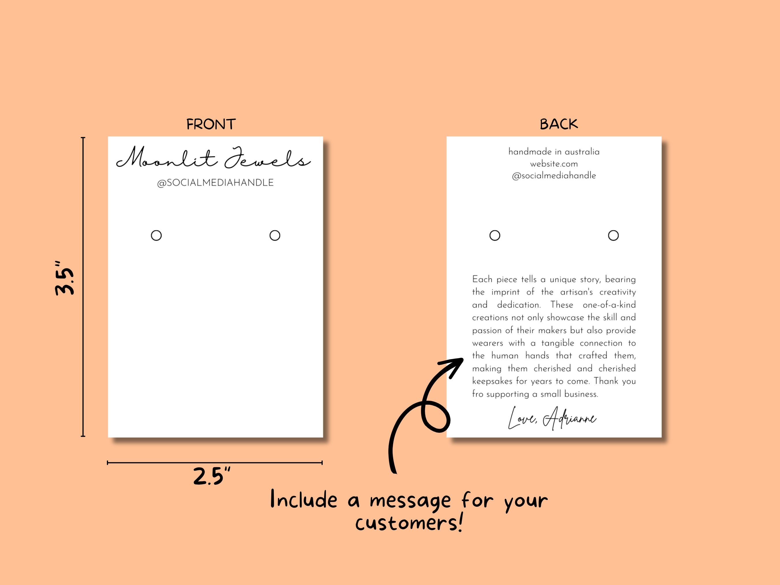 Editable Jewelry Display Card, Template Earring Display Card Printable ...