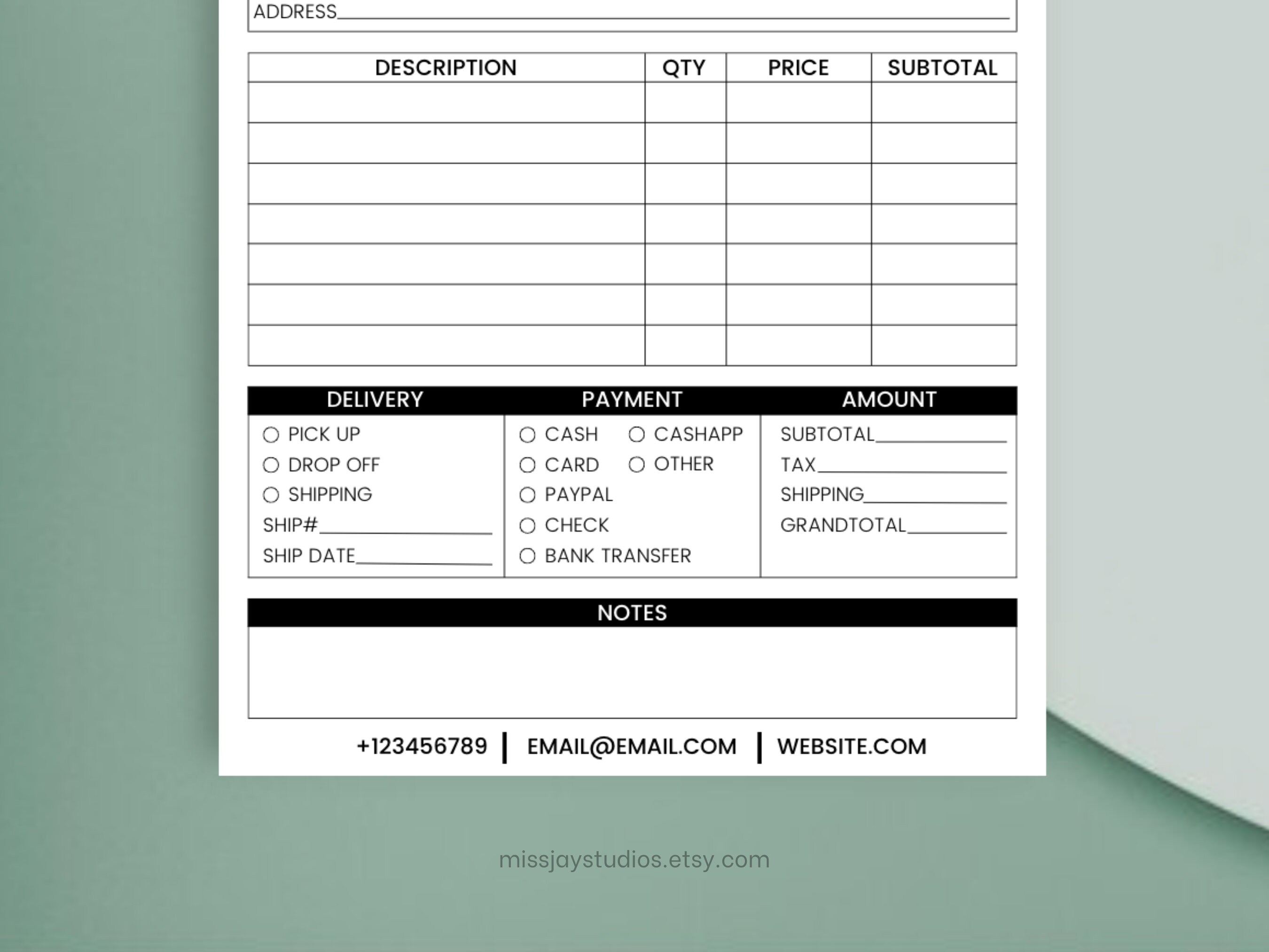 Custom Order Form Template, Editable Canva Fillable Form, Order Form ...