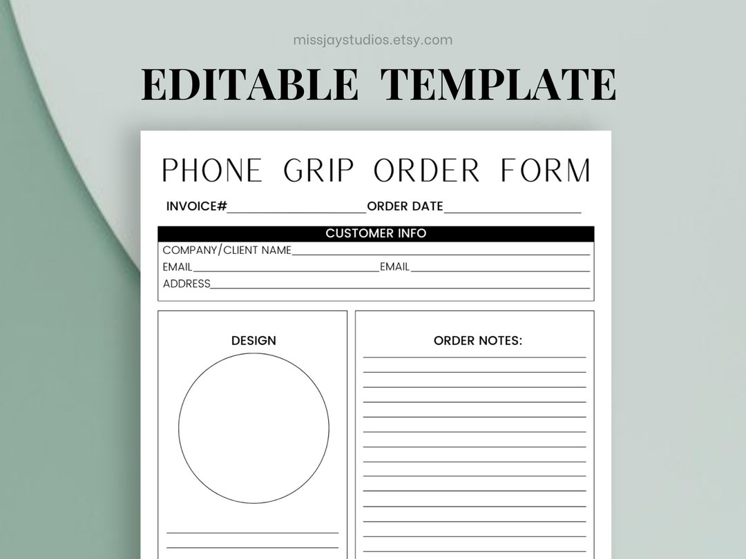 Phone Grip Order Form, Editable Business Template Invoice, Crafters ...