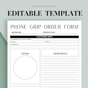 Phone Grip Order Form, Editable Business Template Invoice, Crafters ...