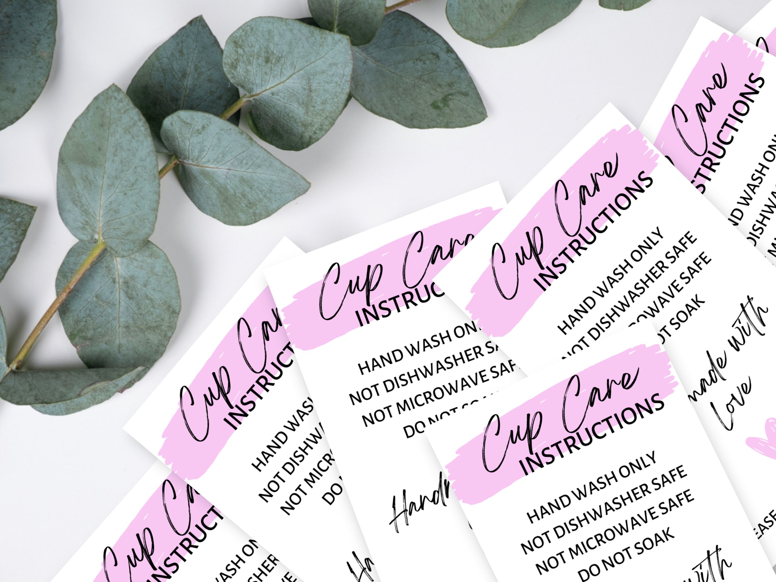 Cup Care Card, Tumbler Care Instructions, Washing Instructions, Vinyl ...