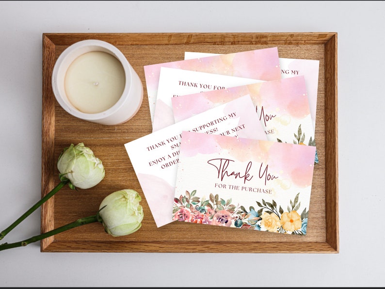 Editable Business Thank You Note Template, Customer Printable Card ...