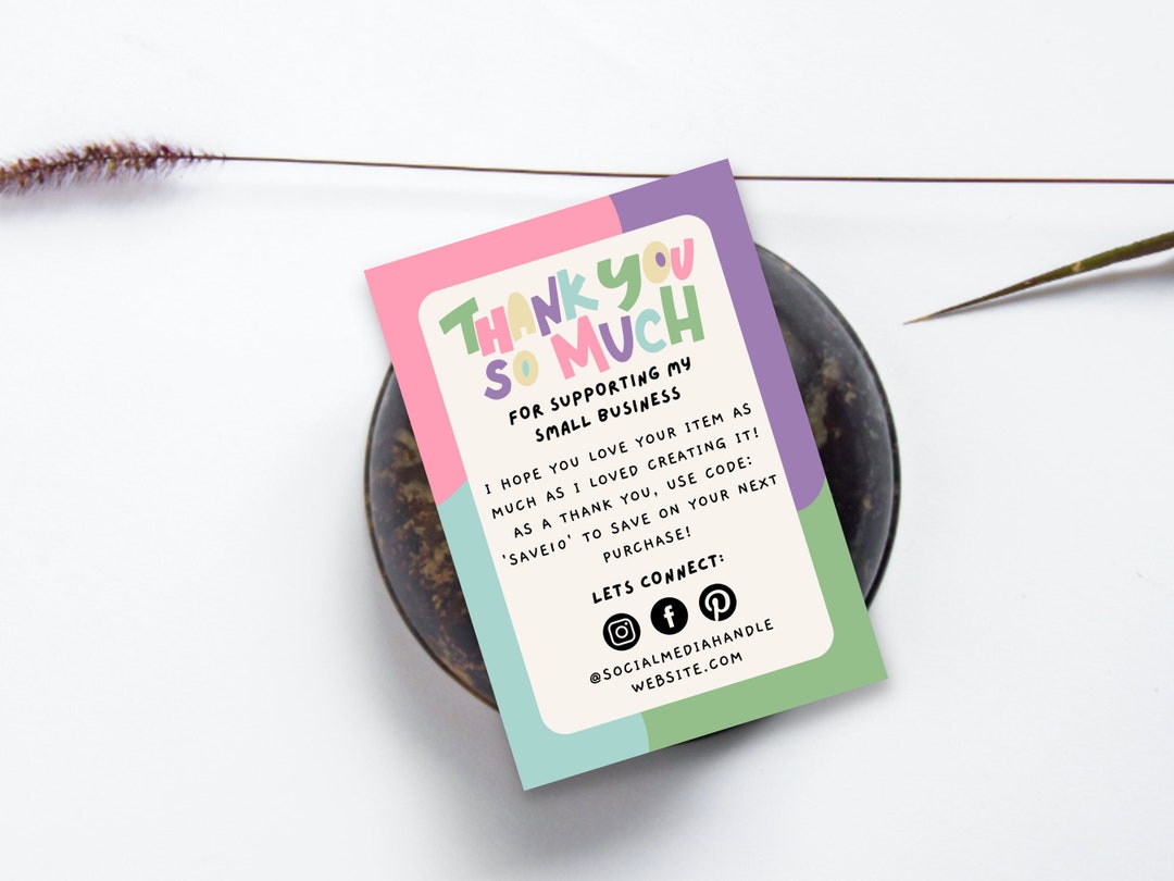 Small Business Thank You Card Template, Printable Package Insert, Etsy ...