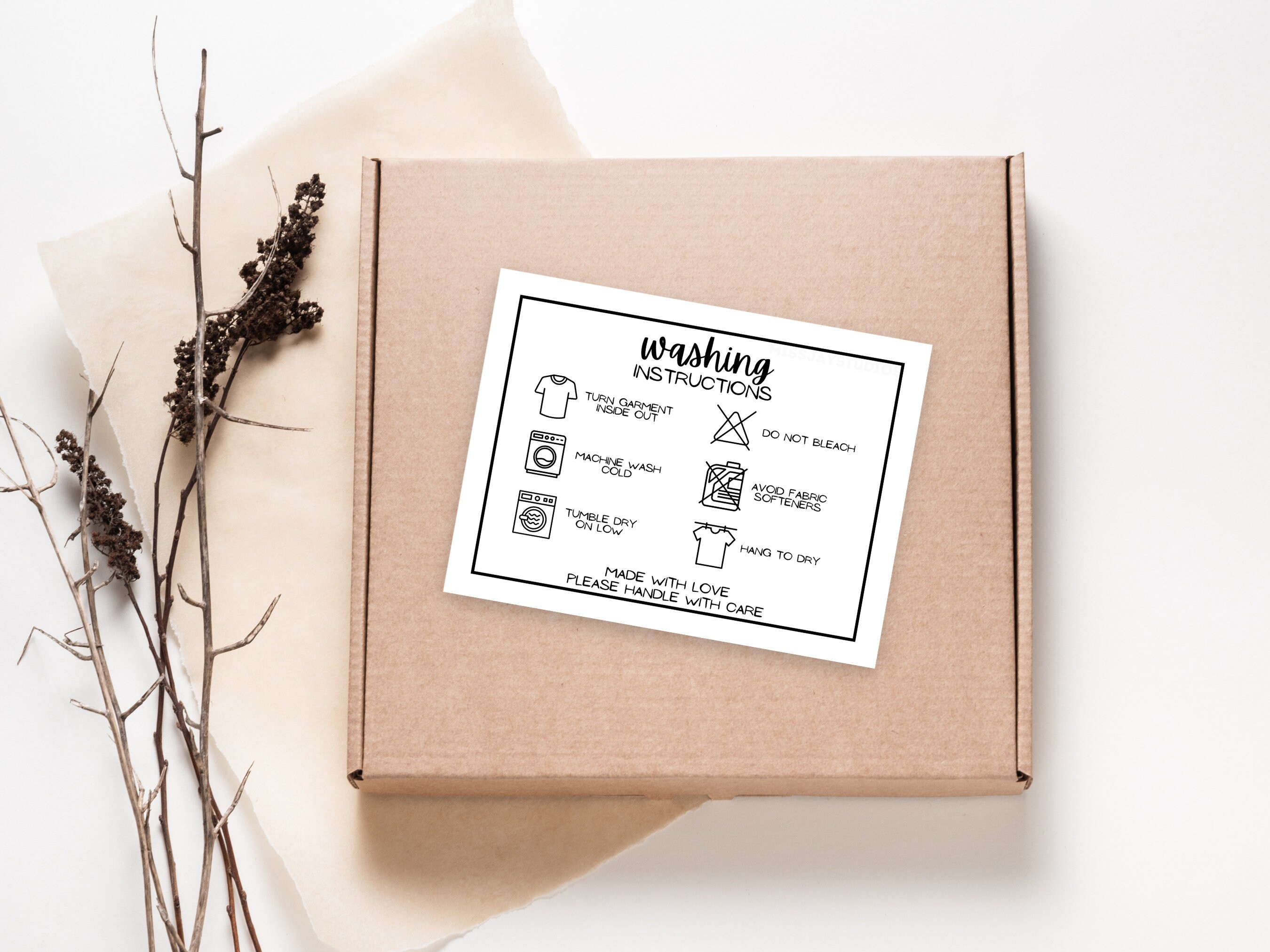 Ready to Print Washing Instructions, T Shirt Laundry Care Card, Apparel ...