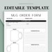 Mug Order Form Printable, Editable Etsy Shop Coffee Cup Order Forms ...