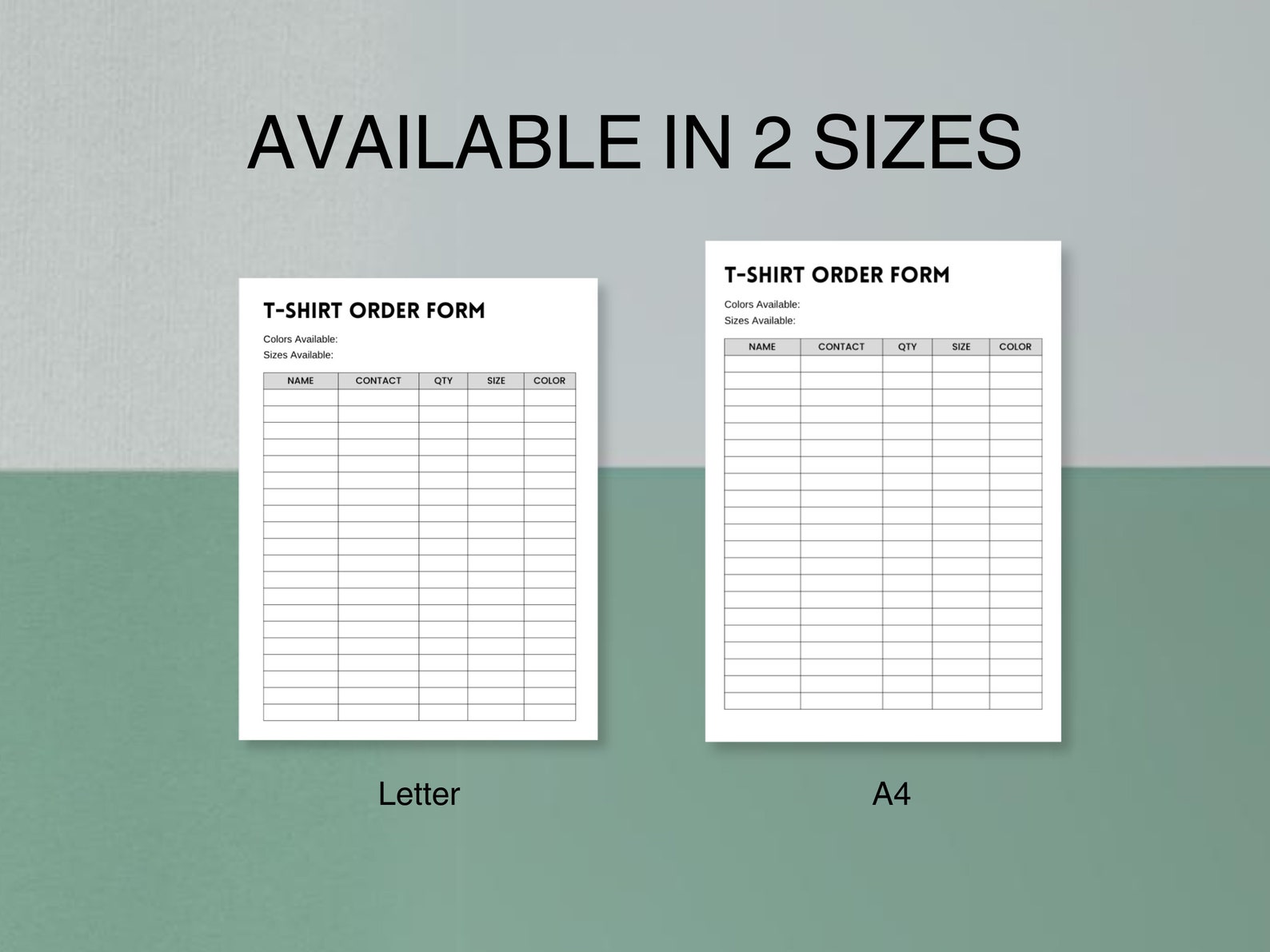 T-shirt Order Form, Instant Download Printable Craft Order Form ...