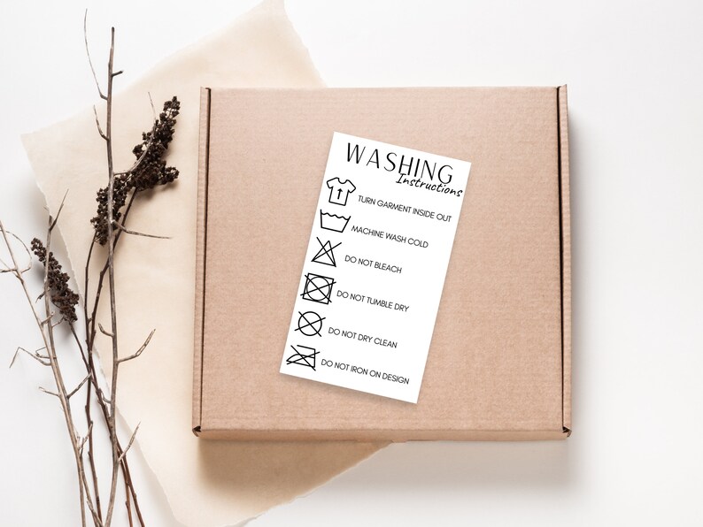Printable Washing Instructions for Clothing, Shirt Care Card Wash Tag ...