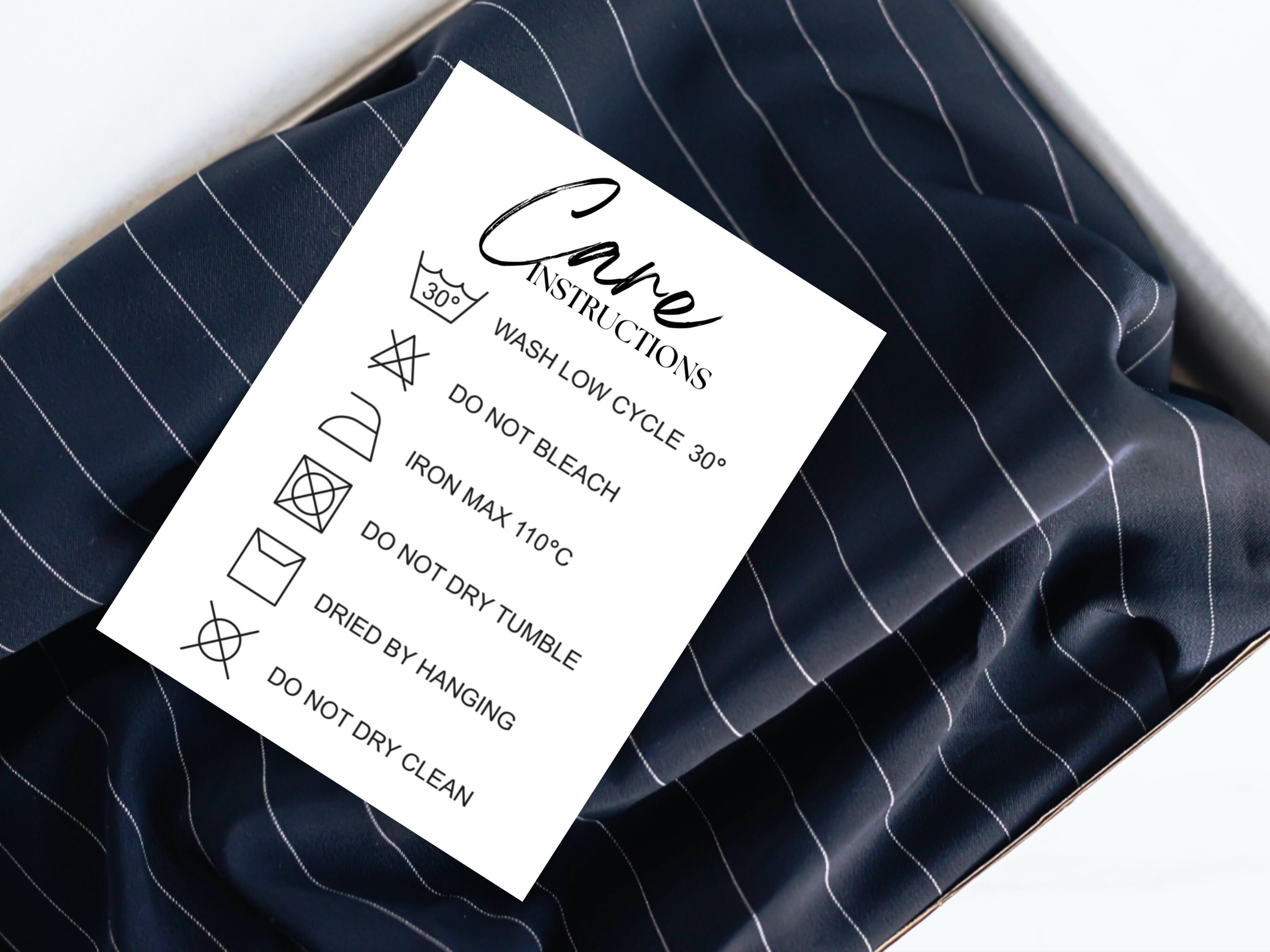 Washing Instruction Card, Shirt Care Card, Tshirt Wash Tag, Small ...
