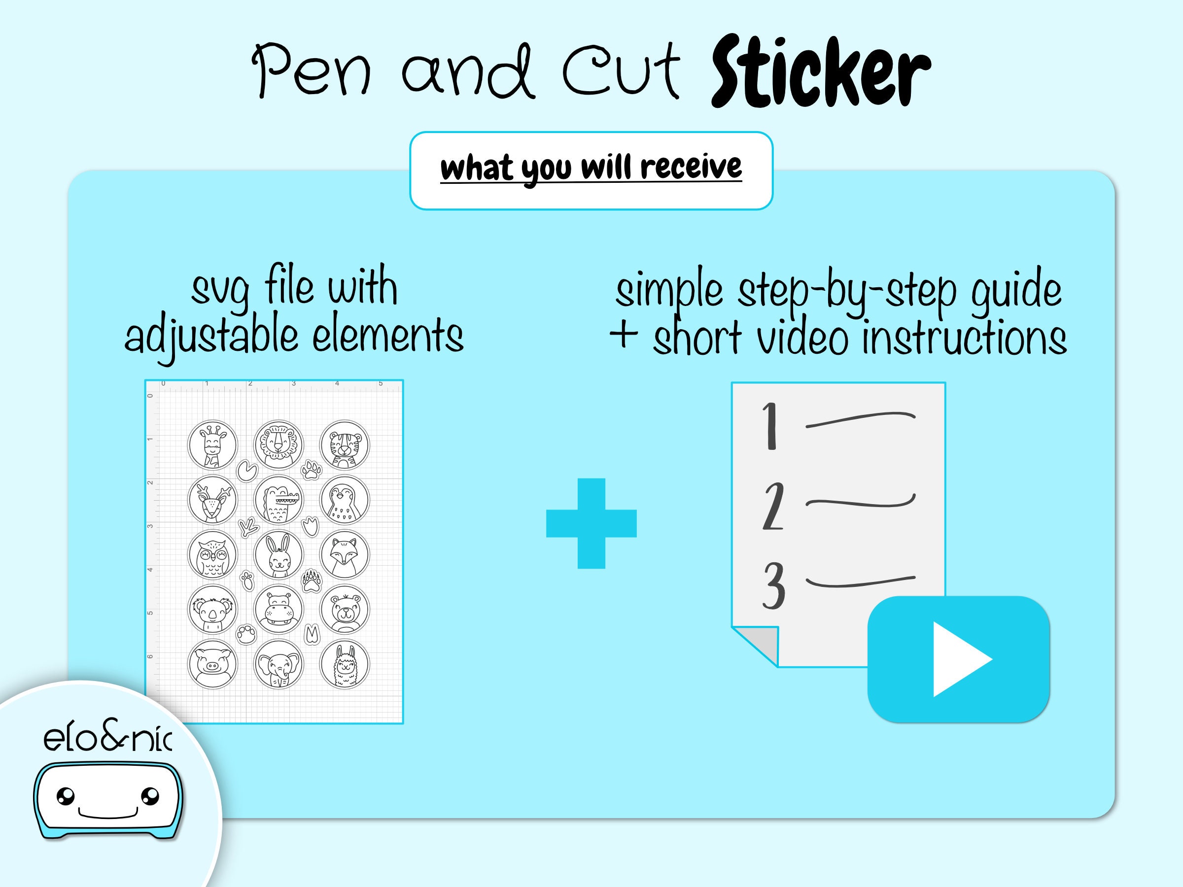 Cricut Joy Sticker Sheet Cricut Sticker SVG - Round Animal Sticker ...