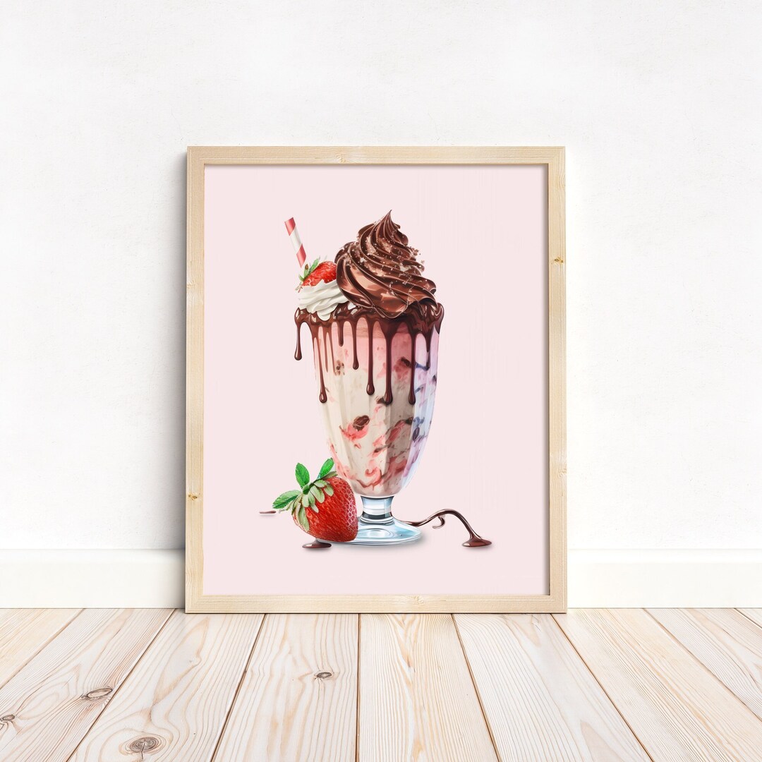 Milkshake Print, Retro Milkshake Poster, Printable Poster, Wall Decor ...