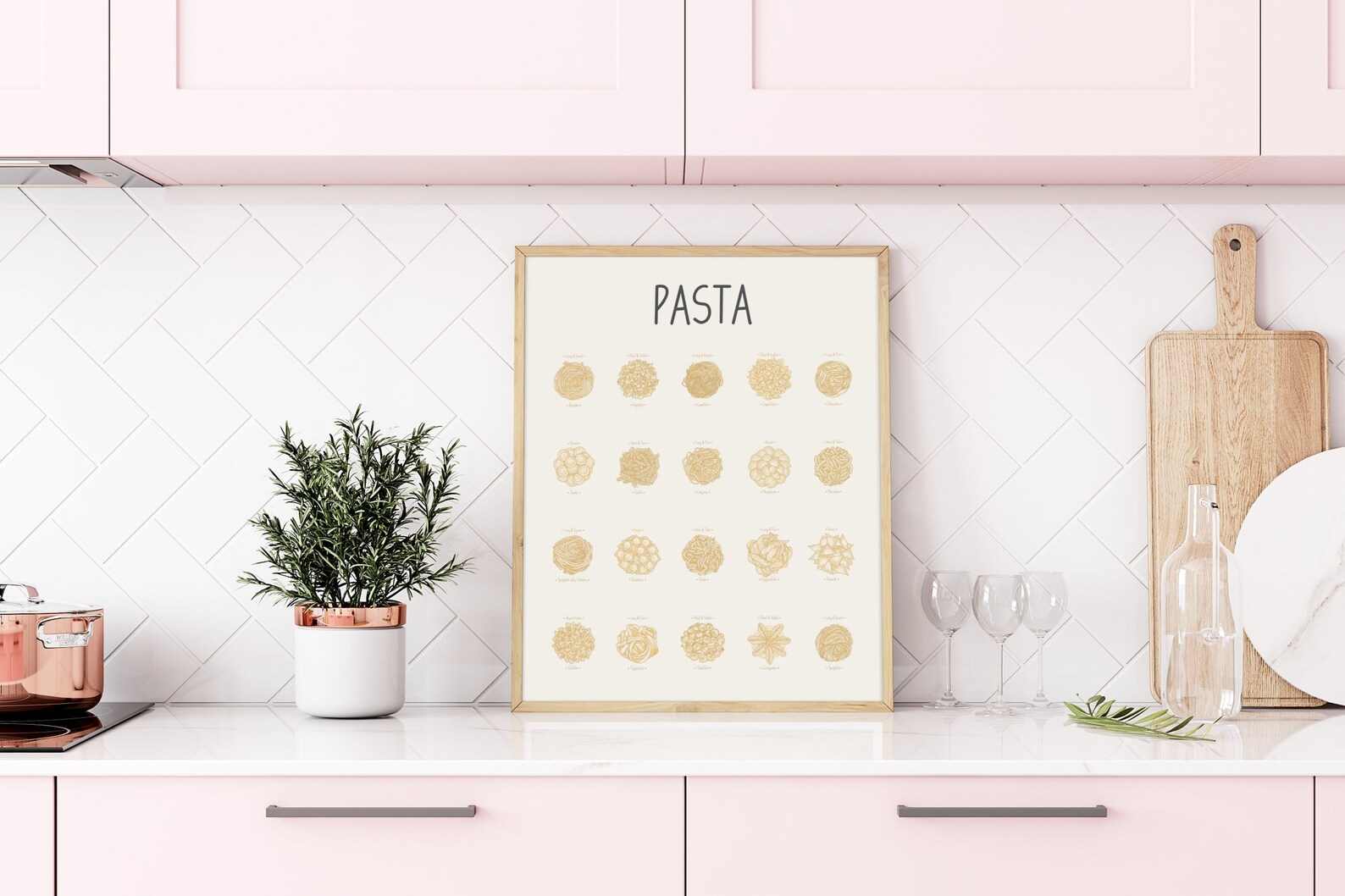 Pasta Print, Pasta Chart, Printable Kitchen Decor, Pasta Wall Art ...